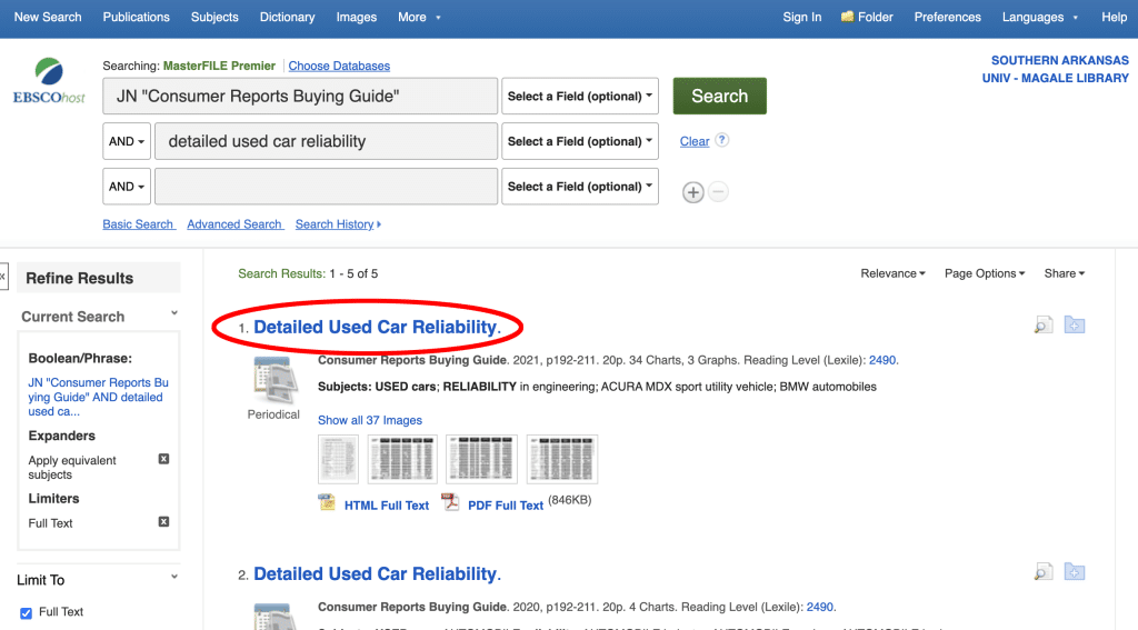 Consumer Report Library Guide | Magale Library | Southern Arkansas ...